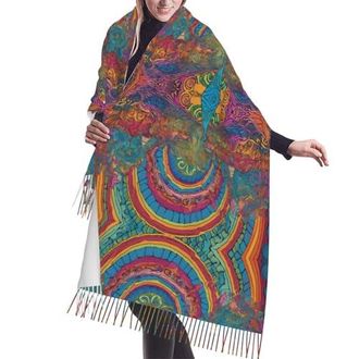 Generic Champignon Abstrait Mandala Color&eacute; Femme Scarf Douce Ch&acirc;le &Eacute;pais &Eacute;charpe Pour Hiver Automne Cadeau Mariage