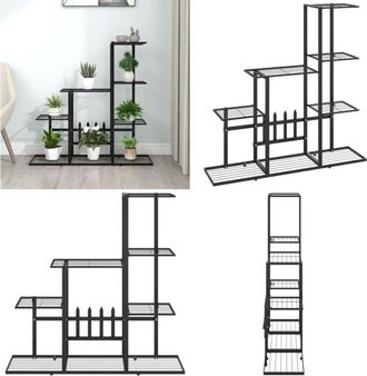 vidaXL Vidaxl - Blumenst&auml;nder 94,5x25x88 cm Schwarz Metall - Pflanzenst&auml;nder - Blumens&auml;ule - Balkonm&ouml;bel - Gartendekoration - Metallregal - Home & Living