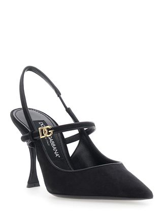 Dolce & Gabbana Womens Slingback Pumps Black Suede