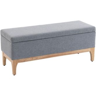 HOMCOM Banc de rangement - HOMCOM - couvercle amovible - style scandinave - en tissu lin - 110x39x45cm - gris