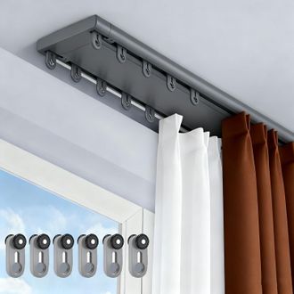 Generic Decken-Doppelgardinenschiene Als Raumteiler - Stabile Doppelschiene F&uuml;r Gardinen Wohnzimmer, Schlafzimmer, Leises Aluminium-Schienensystem 0.7m-6.0m(G