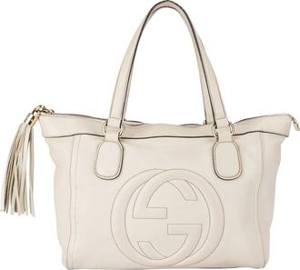 Gucci Crossbody Bags - Gucci White Leather GG Soho Handbag - Gr. unisize - in Wei&szlig; - f&uuml;r Damen