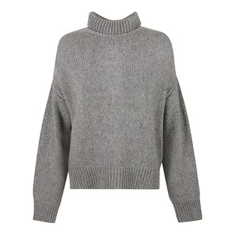 SA SU PHI Raglan Pullover mit hohem Kragen und R&uuml;ckenschlitz - - Knitwear - Damen - Grau - L