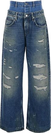 Dolce & Gabbana Femme, Jeans, Bleu, Taille: 42 FR Jean Denim Bleu Layered Distressed Ripped