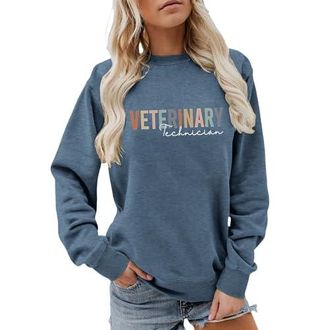 Generico Sweat-shirt tendance avec imprim&eacute; col rond et manches longues, coupe d&eacute;contract&eacute;e et ample. T-shirt pour femme doux et confortable pour le quotidien e