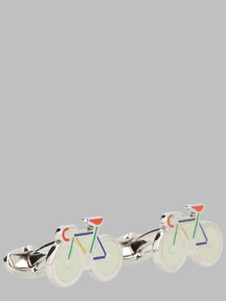 Paul Smith Bicycle-Motif Enamel Cufflinks - Silver