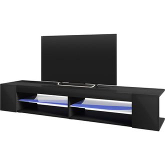 Selsey Selsey MITCHELL - TV-Lowboard mit LED, Schwarz Matt / Schwarz Glanz, 180 cm breit