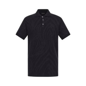 Roberto Cavalli Homme, Tops, Noir, Taille: 2XL Polo Noir à Imprimé Freedom