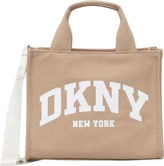 DKNY Dkny - Hadlee Petit Sac Cabas Logo Toile - Femme - Sacs - Beige - Taille: ONE Size