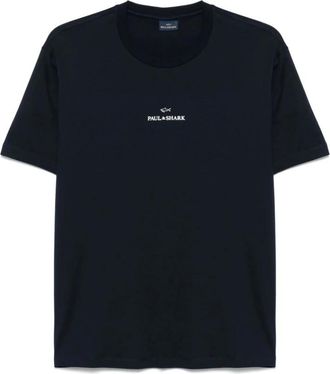 Paul & Shark Homme, Tops, Bleu, Taille: M T-shirt Bleu Marine &agrave; Logo Imprim&eacute; Col Rond