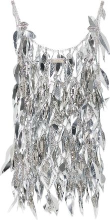 Paco Rabanne haut en maille métallique à encolure ronde - Argent