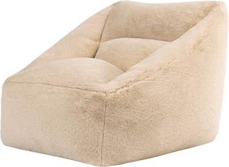 Icon Brand Natalia Sitzsack Sessel für Erwachsene, Beige, Flauschiger Kaninchen Kunstfell Stoff, Riesen Sitzsack mit Füllung, Bean Bag Chair, Bequemer Sessel Woh