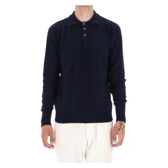 Drumohr Blaues Polo-Sweater-Layering-Shirt - - Tops - Herren - Blau - 2XL