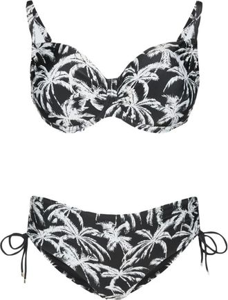 Fiorella Rubino Femme, Maillots de bain, Noir, Taille: 42 FR Bikini &agrave; imprim&eacute; tropical avec liens