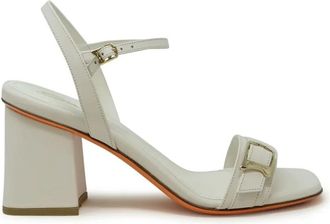 Santoni Sandalen - White Leather Sandal - Gr. 36,5 (EU) - in Grau - f&uuml;r Damen