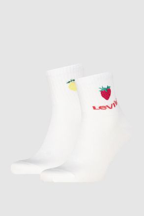 Levi's High Mid Cut Fruit Graphic Socks - 2 pack - Herren - Wei&szlig; / Wei&szlig;