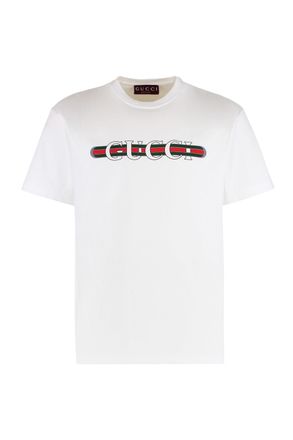 Gucci Web-Print Cotton T-Shirt - White