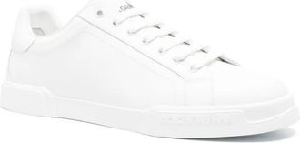 Dolce & Gabbana Low-Top Sneaker - Calfskin White Sneakers And Logo Patch - Gr. 40,5 (EU) - in Weiß - für Damen