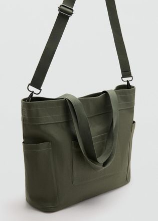 Mango Tote-Bag aus Baumwolle mit Taschen khaki - Herren - Einheitsgr&ouml;&szlig;e - MANGO MAN