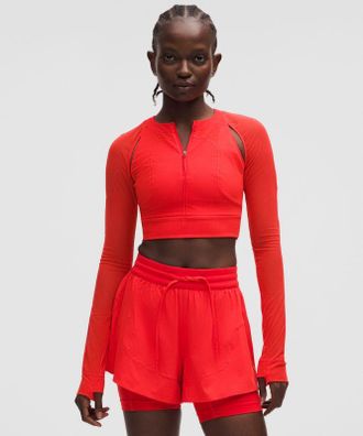 lululemon Crop-Langarmshirt aus SLNSH Kollektion für Frauen - Neon - Größe 2XS