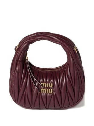 Miu Miu Wander matelass&eacute; nappa leather hobo mini-bag - Rouge