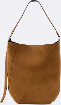 AllSaints Esme sac seau port&eacute; &eacute;paule en daim et cuir marron