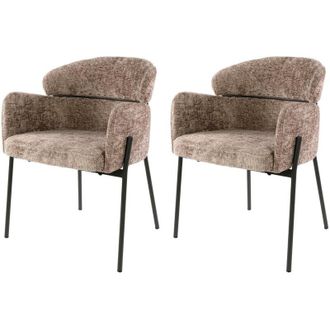 M&S Collection Lot de 2 fauteuils repas 62x61x80 cm en tissu textur&eacute; champagne