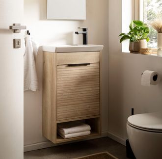 Schildmeyer G&auml;ste Waschtisch Mads 159075, wei&szlig;eiche Dekor/gestreift