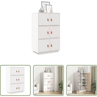 vidaXL Holzsideboard - Highboard Wei&szlig; 67x40x108,5 cm Massivholz Kiefer