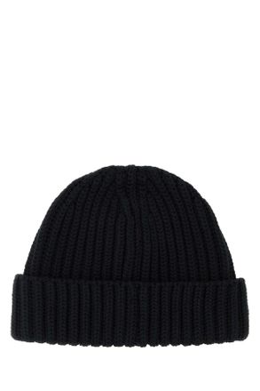 Prada Womens Black Wool Beanie Hat Nero Exterior: Virgin Cappelli E Fasce Per Capelli