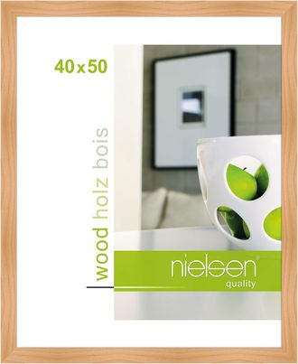 Nielsen Design Bilderrahmen, 40 x 50 cm, Holz, Birke, Posterrahmen zum Aufhängen im Hoch- & Querformat, Echtglas, Essential