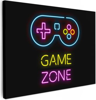 MuchoWow &copy; Leinwand 70x50 cm Deko Schlafzimmer Aesthetic Leinwandbilder Wohnzimmer Gem&auml;lde Foto Geschenk Living Room Decoration Spiel - Neon - Schwarz - Spr&uuml;ch