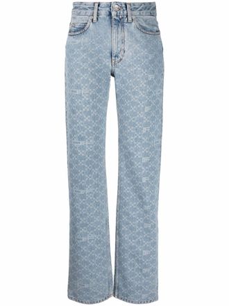 Off-white jean droit &agrave; imprim&eacute; monogram&eacute; - Bleu