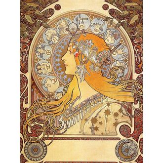 Wee Blue Coo Alphonse Mucha Zodiac 1896 Old Master Painting Art Print Poster Wall Decor Kunstdruck Poster Wand-Dekor-12X16 Zoll