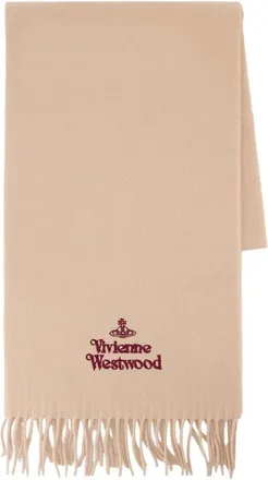 Vivienne Westwood Wool Fringed Scarf - Beige