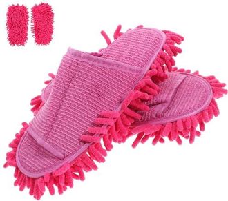 Yarnow Pantoufles de Nettoyage Ouvertes Microfibre Paresseuses Orteils Ouverts Vadrouille Silencieux et Durables Unisexes Unique Rose