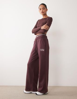 New Balance Trackside Fleecehose in Cherry Leather-Braun