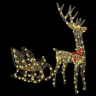 Festnight Beleuchtet Au&szlig;en Led Rentier mit Schlitten 200 Led Weihnachtsfiguren Weihnachtsdeko Outdoor Figuren Garten Weihnachtsbeleuchtung Weihnachten Deko Warm