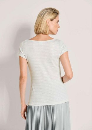 Madeleine Kurzarmshirt Elegantes Shirt mit Glanzgarn, Kurzarm Streifenmuster mit Rundhals und kurzen &Auml;rmeln