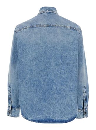 Versace Mens Shirt Light Blue Denim Cotton