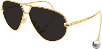 Bottega Veneta BV1437S Aviator Sunglasses - Gold