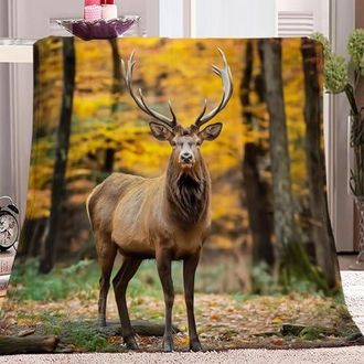 Generic Plaid Polaire, Couverture et Plaid Canapé Grande Taille en Flanelle Douce et Chaude Animaux Cerfs Forêt Jaune Confortable pour Enfants et Adultes, Cha