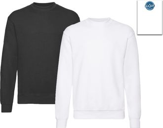 Fruit Of The Loom Classic Sweatshirt Set-In Sweat (4XL, 1Weiss/1Schwarz + 1 HLKauf-Notizblock)