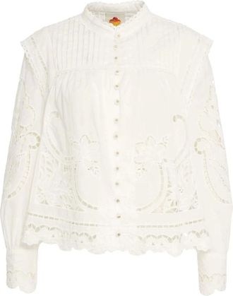 Farm Rio Farm Rio, Femme, Blouses et Chemises, Blanc, Taille: 36 FR Richelieu Puff Sleeve Blouse