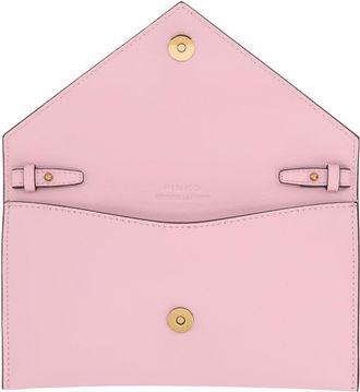 Pinko Womens Shoulder Bag Con Logo Pink Cow Leather
