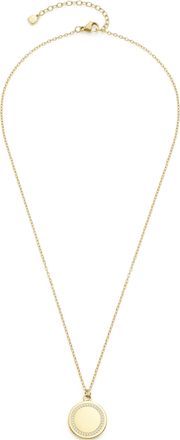 Leonardo Halskette Ferrara - Hals-Schmuck aus goldfarbenem Edelstahl - runder Anhänger mit im Kreis eingefassten Zirkonia-Steinchen - 45-50 cm Länge - Schmuck 