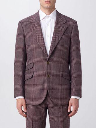 Brunello Cucinelli Blazer droit en laine et cachemire &agrave; motif tartan