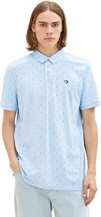 Tom Tailor Denim TOM TAILOR Polo pour en Denim int&eacute;gral en Coton, 32485-mini imprim&eacute; Multicolore Bleu, XXL pour des Hommes