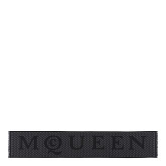 Alexander McQueen Schwarzer Schal mit Totenkopf-Print - - Accessories - Herren - Grau - ONE SIZE