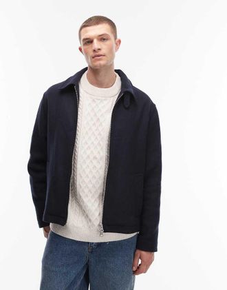 Tommy Hilfiger Blouson Harrington en laine - Bleu marine